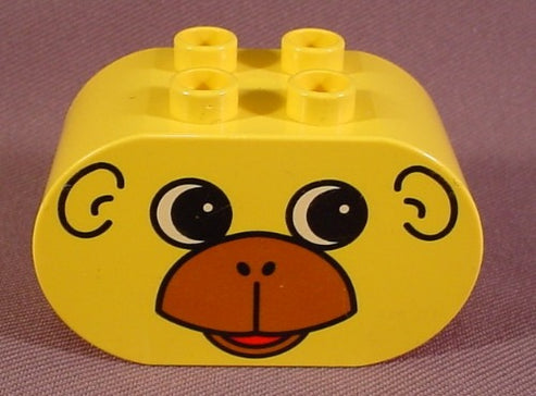 Lego Duplo 4198 Yellow 2X4X2 Brick With Rounded Ends Printed Monkey ...